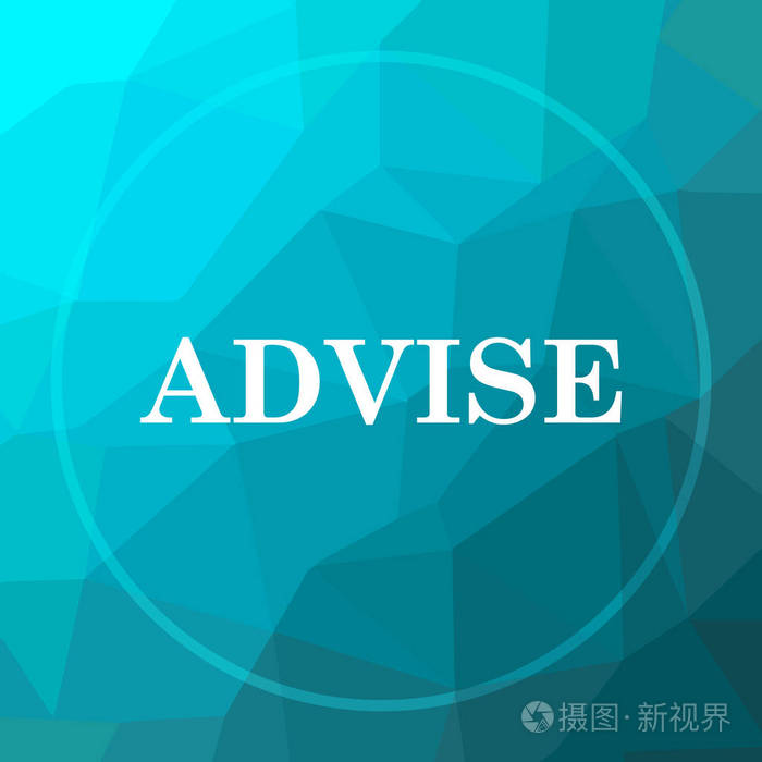 建议图标。在蓝色低聚背景上建议网站按钮照片-正版商用图片09enia-摄图新视界