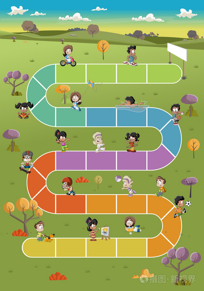棋盘游戏，快乐卡通儿童插画-正版商用图片0ao8xc-摄图新视界