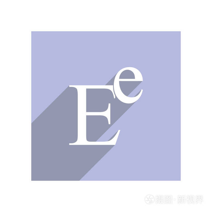 用于应用程序和网站的小写和大写 E 的平面图标, 长阴影插画-正版商用图片0b6c75-摄图新视界