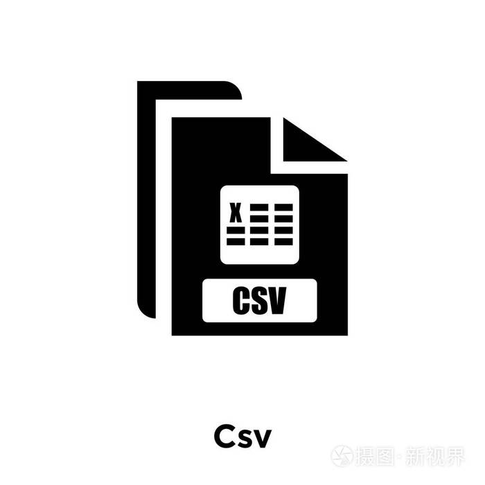 csv 图标矢量在白色背景下被隔离, 在透明背景上的 csv 标志概念, 填充黑色符号插画-正版商用图片0b7hrp-摄图新视界