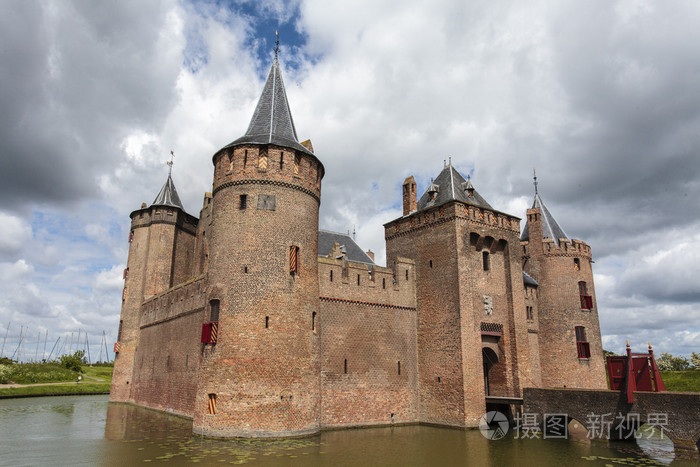 Muiderslot 在 Muiden 北荷兰荷兰欧洲城堡照片-正版商用图片0cd65m-摄图新视界