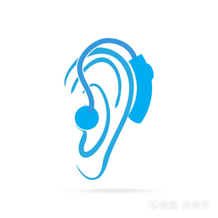 c00wearing 助听器蓝色图标, 听觉和耳朵图标插画-正版商用图片0f2lfa-摄图新视界