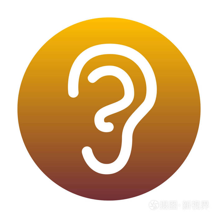 人类的耳朵标志。中金梯度作为 bac 的圆的白色图标插画-正版商用图片0g5yqt-摄图新视界