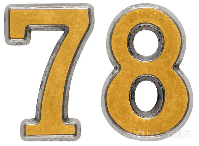 金属数字 78，七十八，白色背景上孤立照片-正版商用图片0gftcm-摄图新视界