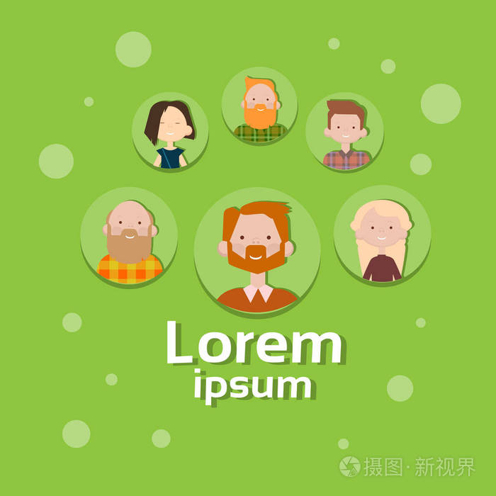 配置文件图标头像图像组休闲大人群不同种族混合种族横幅插画-正版商用图片0ndex3-摄图新视界