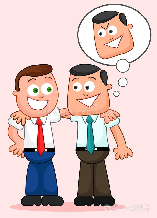 卡通商人对。他们的胳膊搂着对方插画-正版商用图片0nssk4-摄图新视界