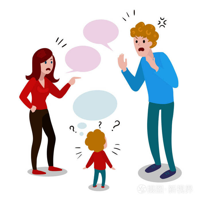 父母吵架儿童卡通矢量插画-正版商用图片0ntfoh-摄图新视界