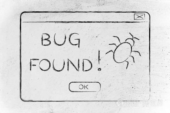 关于发现 bug 的滑稽弹出的平插图照片-正版商用图片0oj8wt-摄图新视界