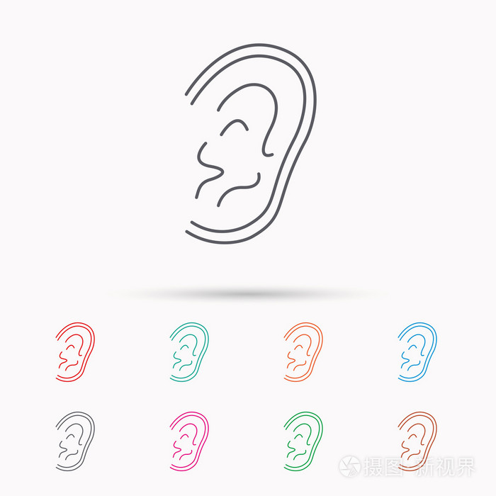 耳朵的图标。听到或听标志插画-正版商用图片0pwa9y-摄图新视界