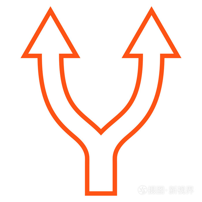 细线矢量图标向上分叉箭头插画-正版商用图片0q17id-摄图新视界