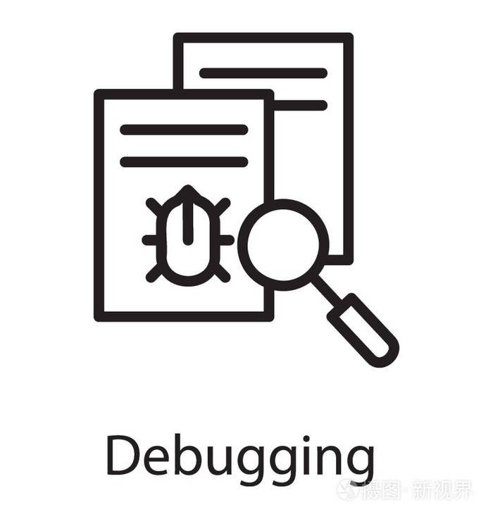 两个文件, 其中一个有一个 bug, 以显示调试图标插画-正版商用图片0q38ij-摄图新视界