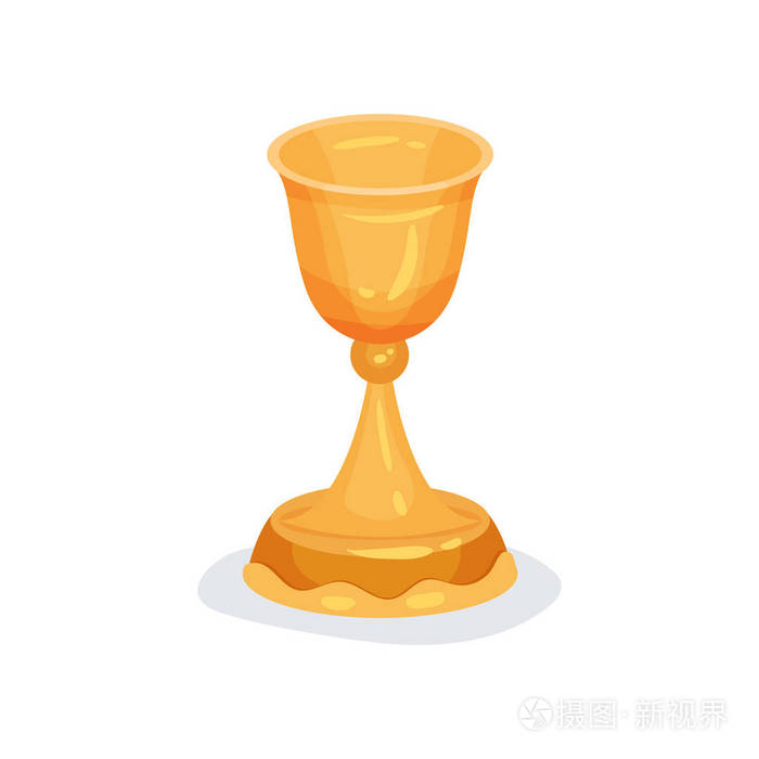 在基督教仪式中使用的金色圣杯的平面矢量图标。圣酒或圣餐仪式的船只。宗教对象插画-正版商用图片0qsnm0-摄图新视界