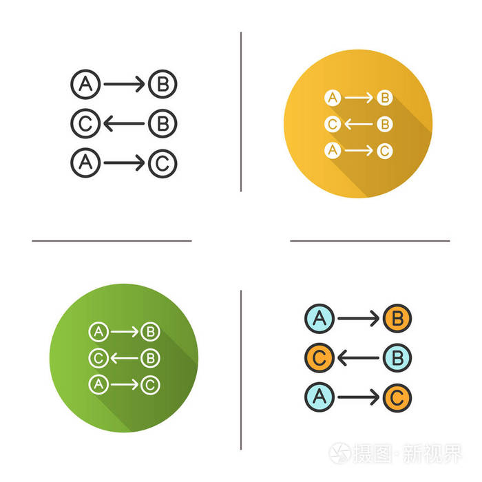 逻辑数学图标。逻辑规则。思考过程。平面设计, 线形和颜色样式。孤立向量插图插画-正版商用图片0rbyoo-摄图新视界