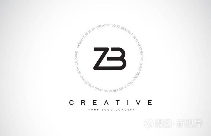 Zb Z B 标志设计与黑白创意图标文本字母矢量插画-正版商用图片0rmx3m-摄图新视界