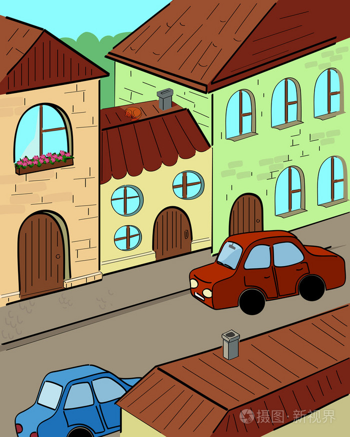 矢量卡通街插画-正版商用图片0rvrcf-摄图新视界