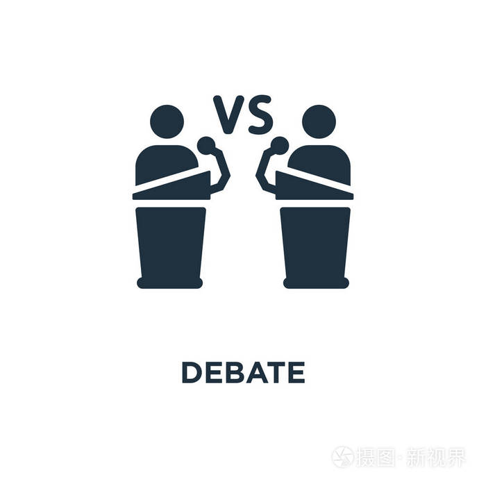 辩论图标。黑色填充矢量图。在白色背景上辩论符号。可用于网络和移动插画-正版商用图片0t734d-摄图新视界
