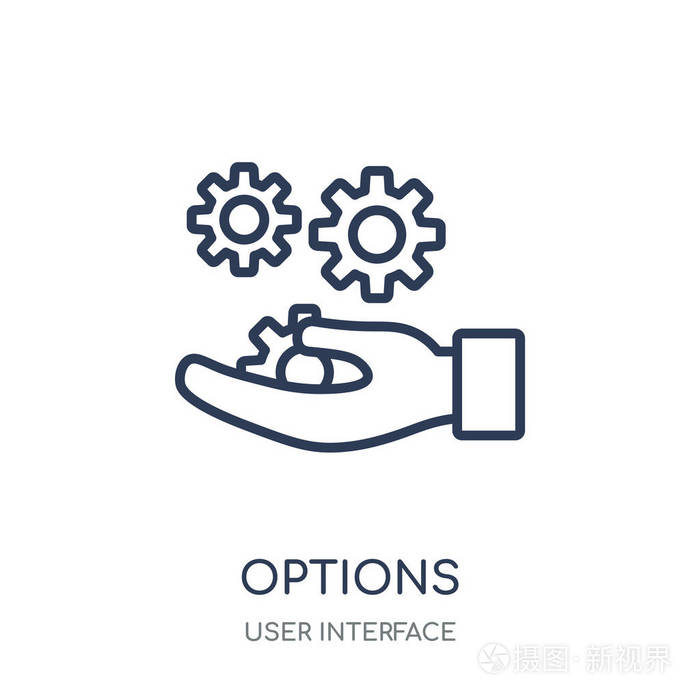 选项 图标。从用户界面集合中选择线性符号设计。简单的大纲元素向量例证在白色背景插画-正版商用图片0tcm8r-摄图新视界