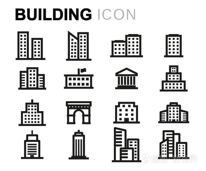 矢量线建筑物图标集插画-正版商用图片0tcsbc-摄图新视界