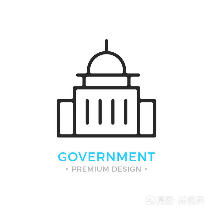 政府图标。国会大厦徽标。高级设计。矢量细线图标插画-正版商用图片0u9jji-摄图新视界