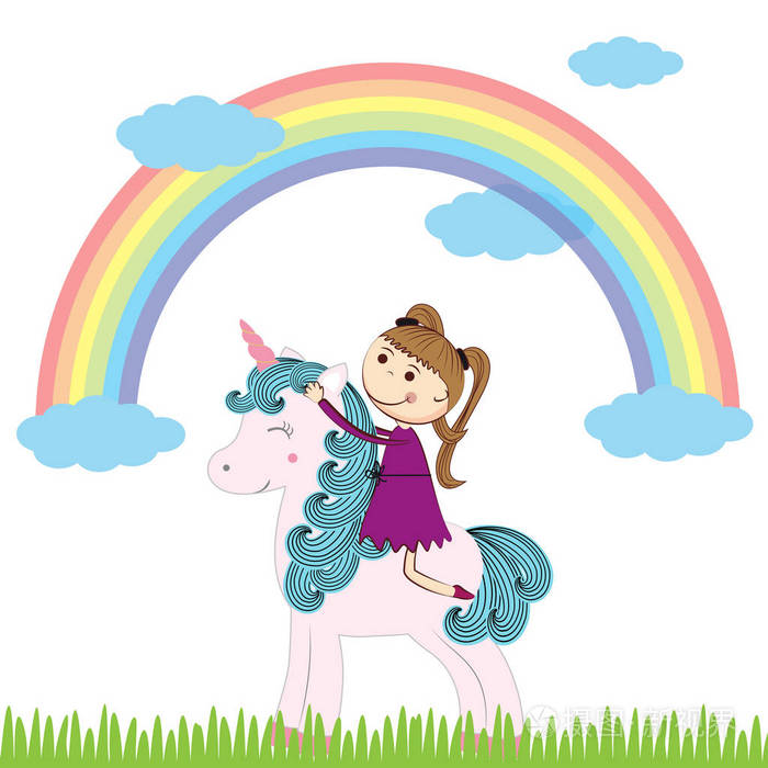 女孩和独角兽插画-正版商用图片0wihgp-摄图新视界