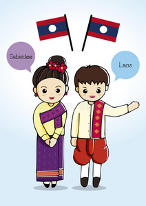 老挝插画-老挝手绘-老挝卡通图-摄图新视界