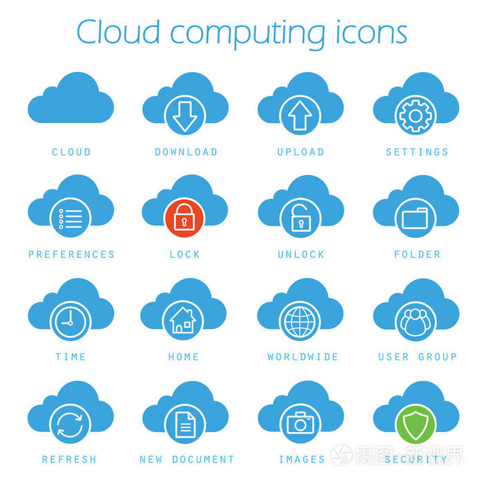 云计算的图标集插画-正版商用图片0y5kni-摄图新视界