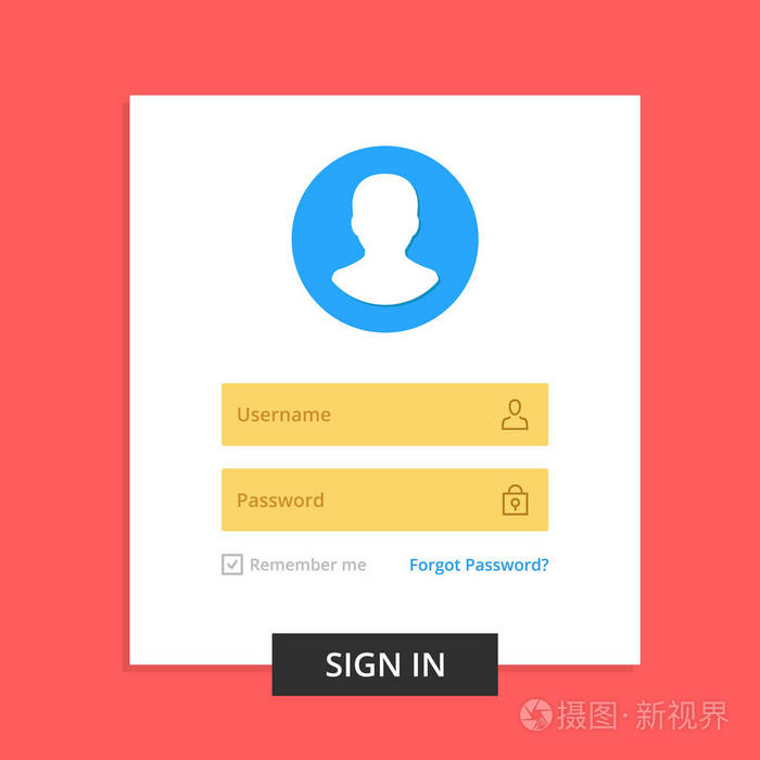 登录框，登录窗体页。注册用户身份验证的概念。用户名和密码字段。现代平面设计用户体验和用户界面元素与行图标。矢量图插画-正版商用图片0ync3f ...