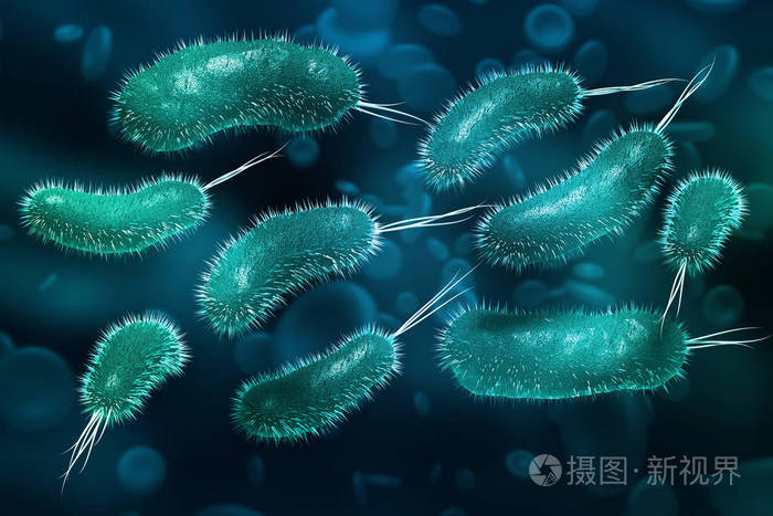 显微镜下的微生物。 病毒和微生物。 科学研究专题的三维插图照片-正版商用图片11dj59-摄图新视界