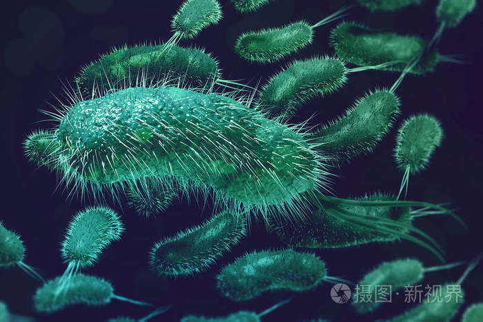 显微镜下的微生物。 病毒和微生物。 科学研究专题的三维插图照片-正版商用图片11dj5a-摄图新视界