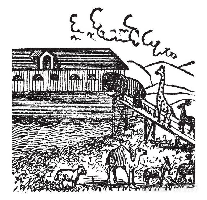 s Ark, this scene shows various animals entering the Ark because插画-正版商用 ...
