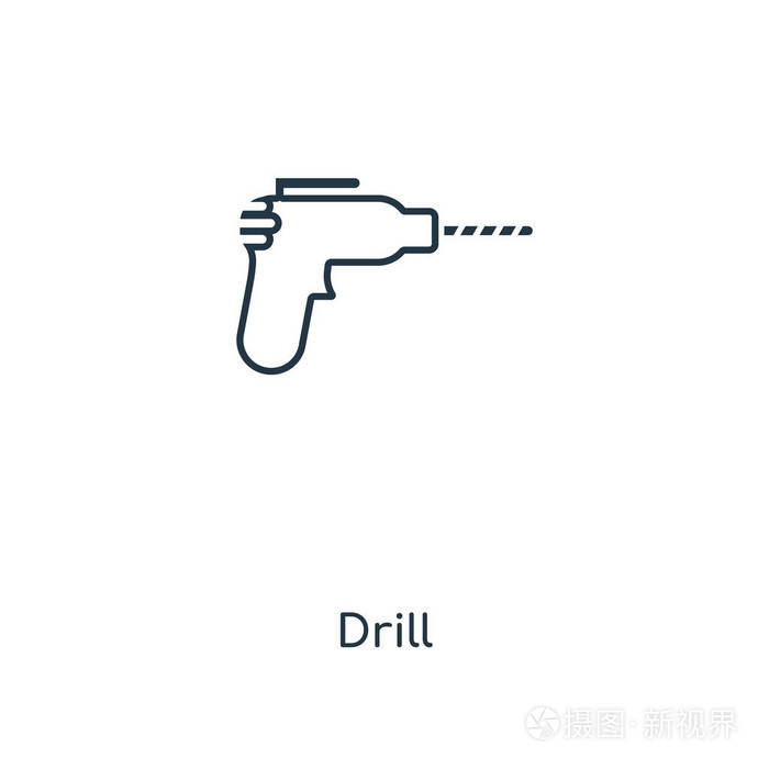时尚设计风格的钻头图标。 在白色背景上隔离的钻头图标。 钻矢量图标简单和现代平面符号的网站移动标志应用程序UI。 钻头图标矢量插插画-正版商用 ...