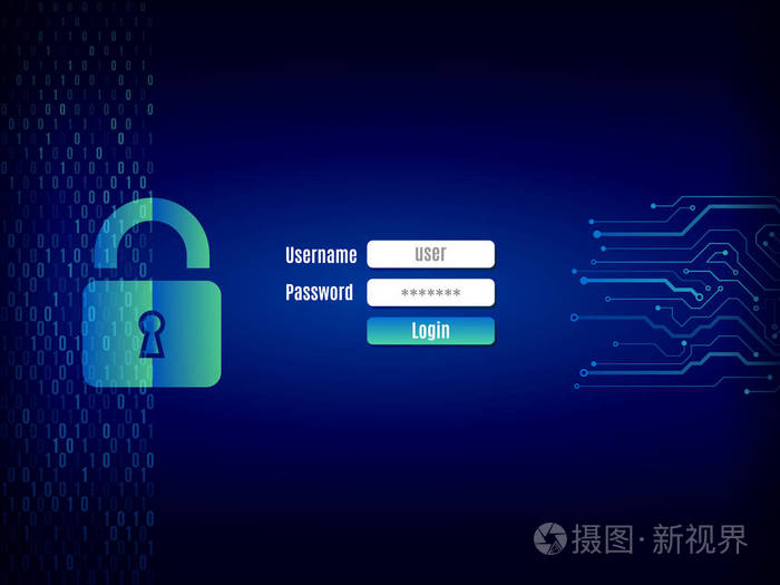 系统中的授权。 用户身份验证数据验证机制。 技术保护概念插画-正版商用图片14hqiz-摄图新视界