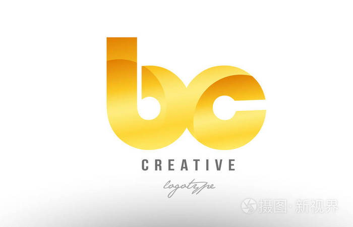 设计字母表字母标志组合BCBC与黄金黄金金属渐变颜色的公司或企业插画-正版商用图片15m3mm-摄图新视界