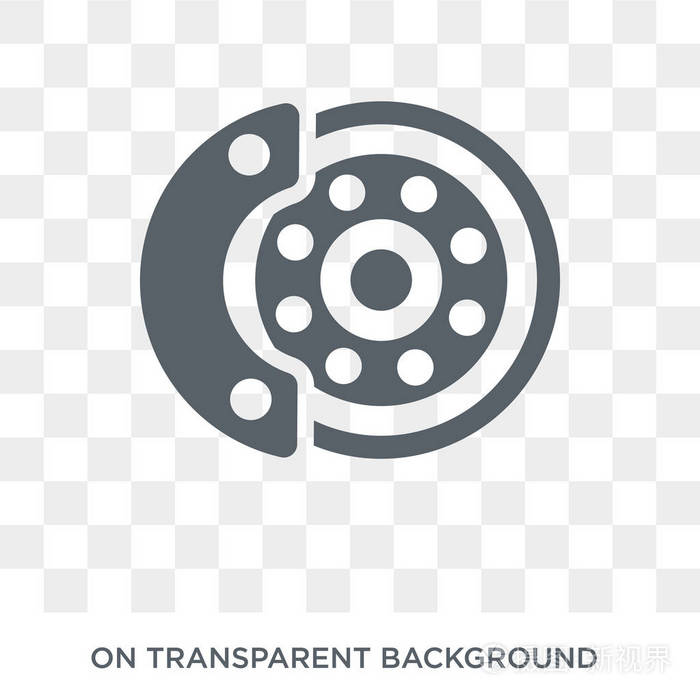 汽车盘式刹车图标。 汽车盘式制动器设计理念从汽车零部件收集。 透明背景上的简单元素矢量插图。插画-正版商用图片17emkx-摄图新视界