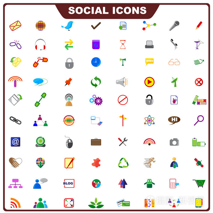 多彩社会图标插画-正版商用图片1c42w4-摄图新视界
