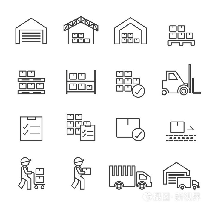 仓库 icon.line 矢量插画-正版商用图片1o7n9k-摄图新视界