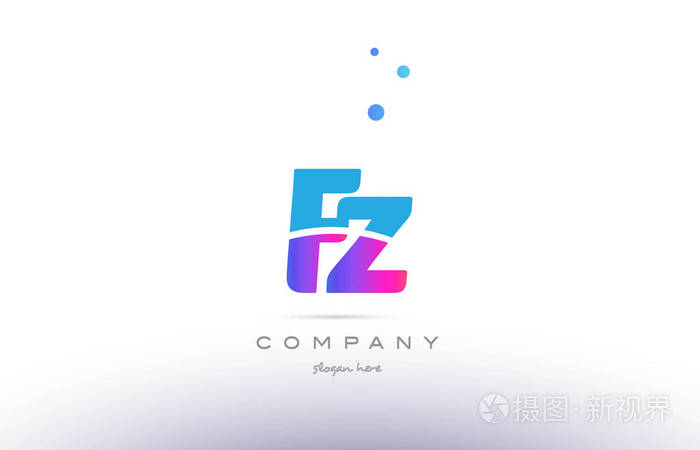 fz f z 粉色蓝色白色现代字母表字母标志图标模板插画-正版商用图片1rrqz5-摄图新视界