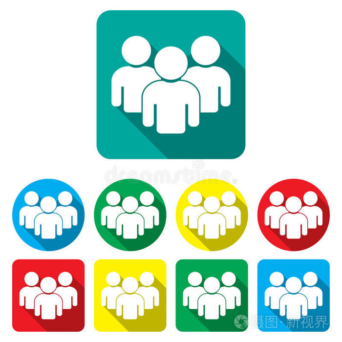 组人图标设置团队协作向量插画-正版商用图片1u0cff-摄图新视界