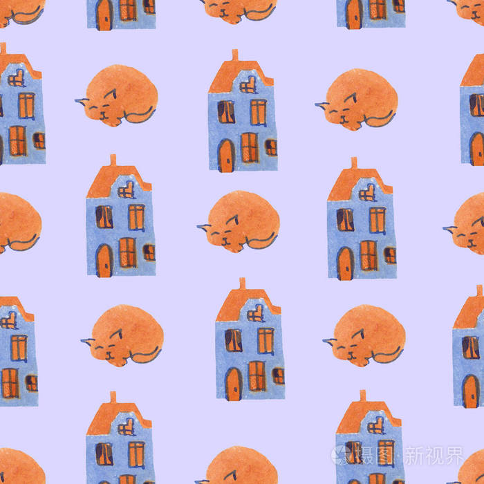Scandinavian seamless pattern. Nordic winter style. Hygge house 照片-正版商用 ...